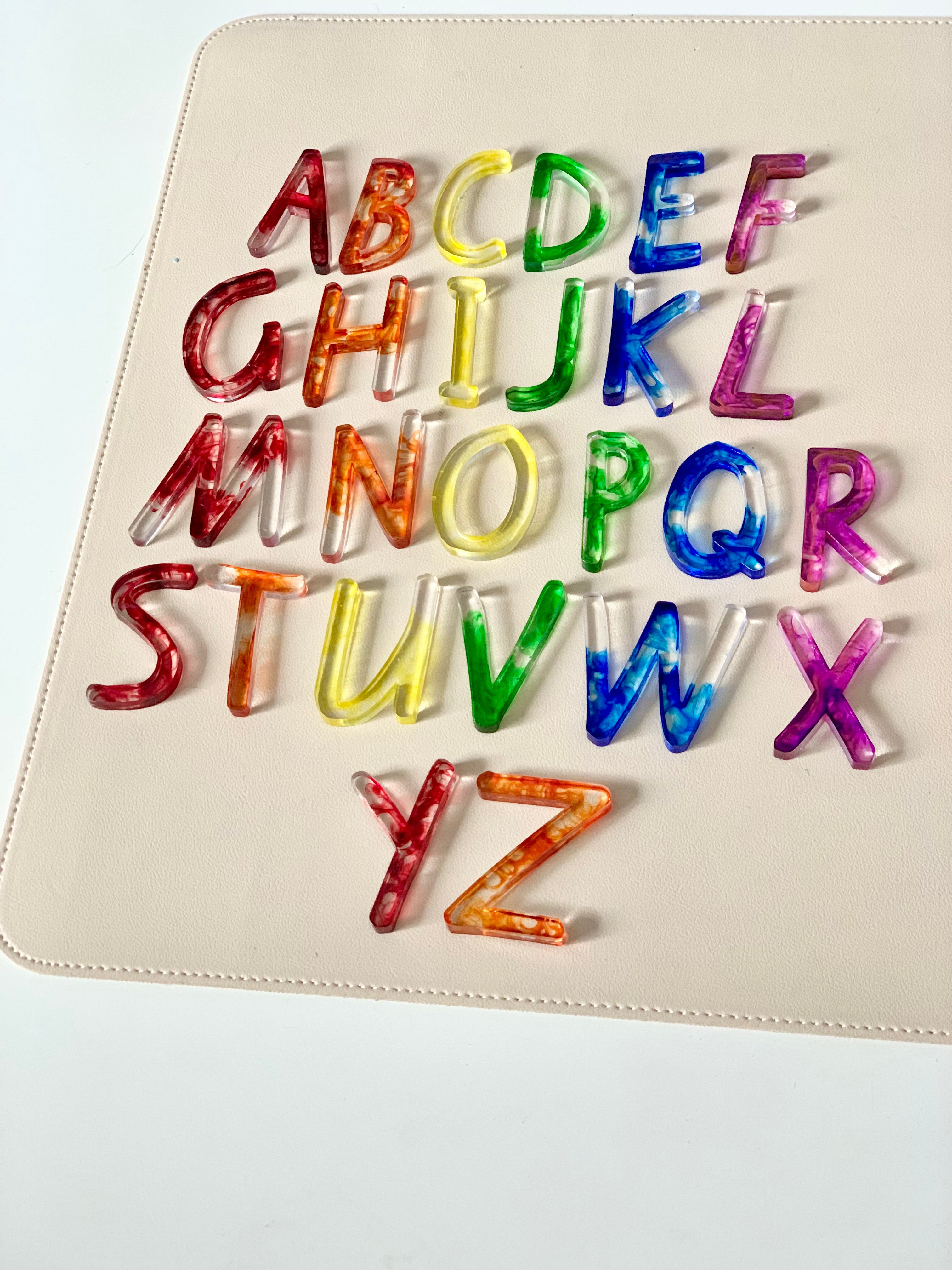 Rainbow Resin Uppercase Alphabet • Movable Alphabet Set • Style 2 – AWandCo