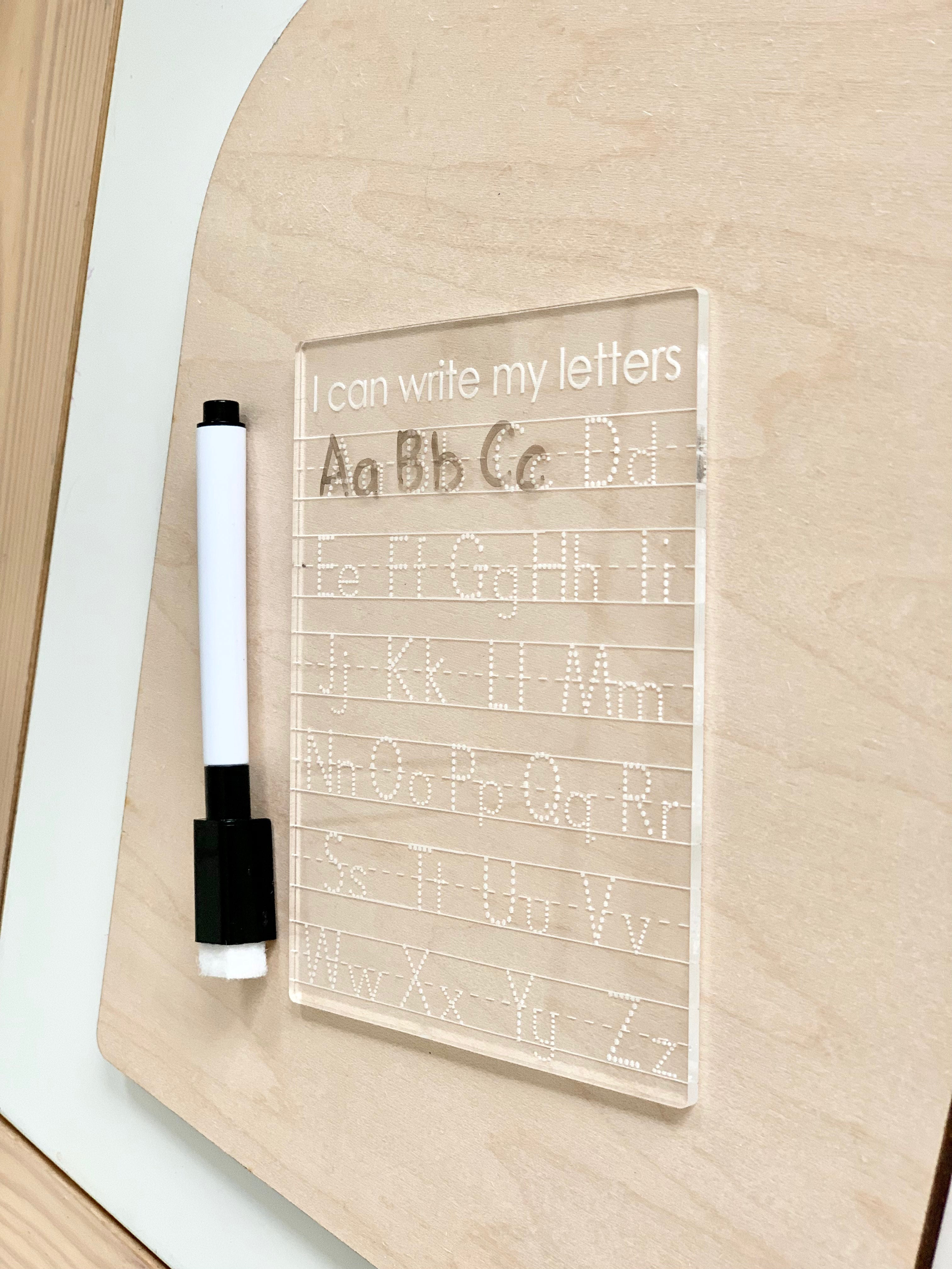 MINI Alphabet Acrylic Dry Erase Tracing Board — I can write my letters ...